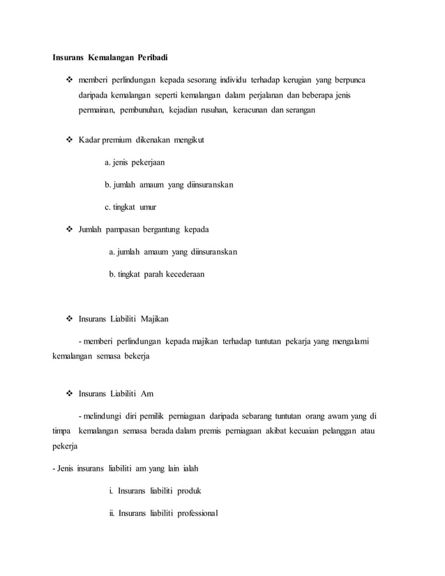 Pengenalan kepada insurans | DOCX