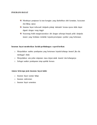 Pengenalan kepada insurans | DOCX
