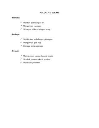 Pengenalan kepada insurans | DOCX