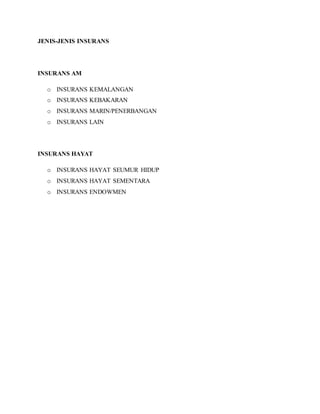 Pengenalan kepada insurans | DOCX