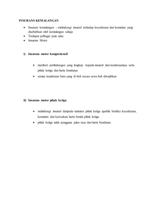 Pengenalan kepada insurans | DOCX