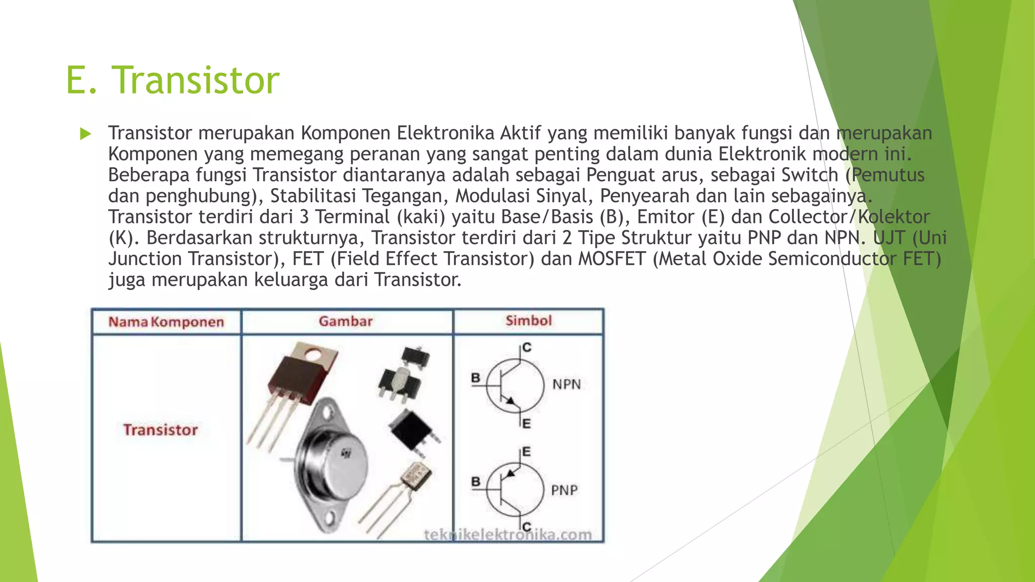 Pengenalan komponen elektronika | PPTX