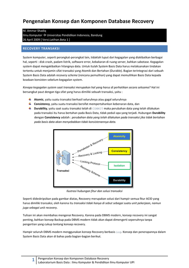 Pengenalan konsep dan komponen Oracle database recovery | PDF