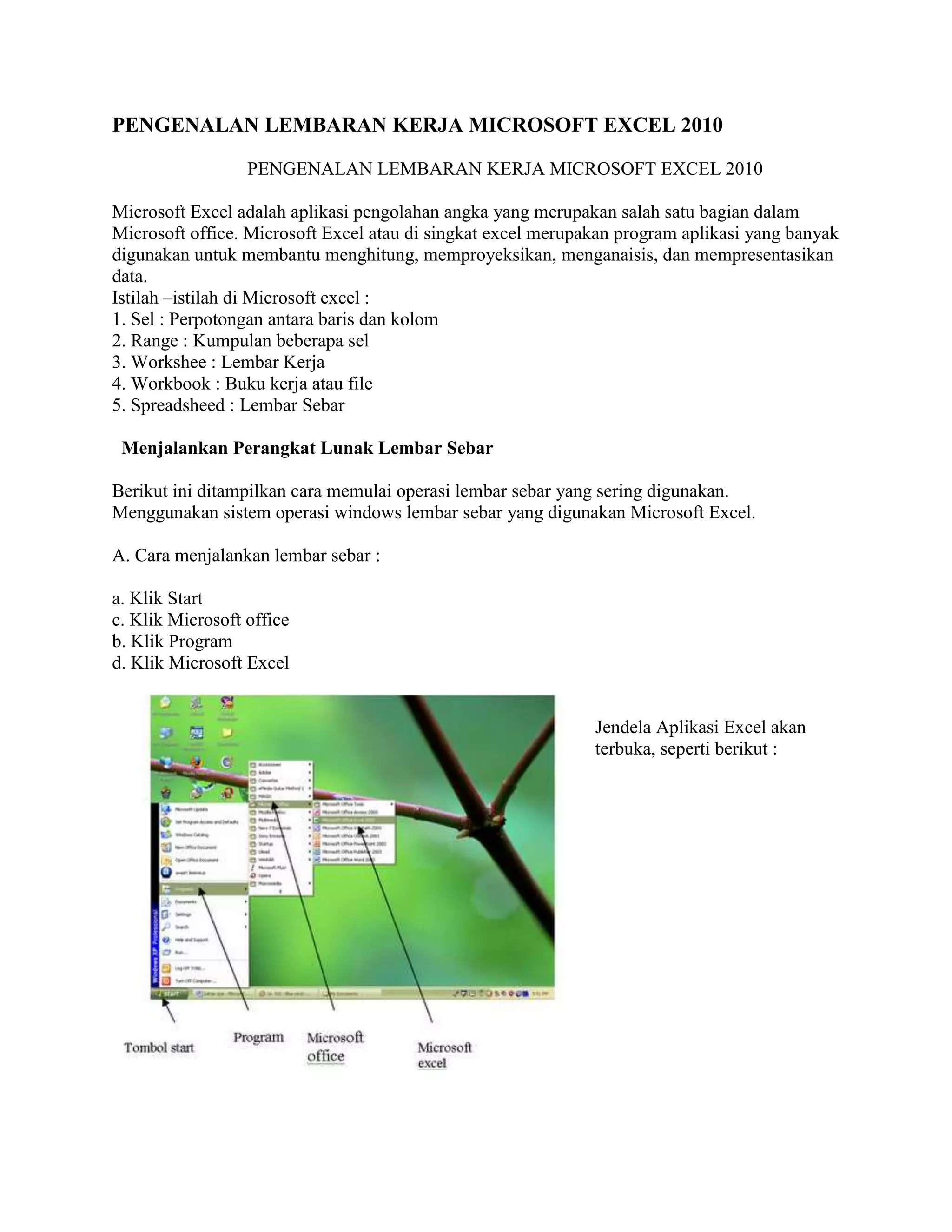 Pengenalan lembaran kerja microsoft excel 2010 | PDF Pengenalan lembaran kerja microsoft excel 2010 | PDF