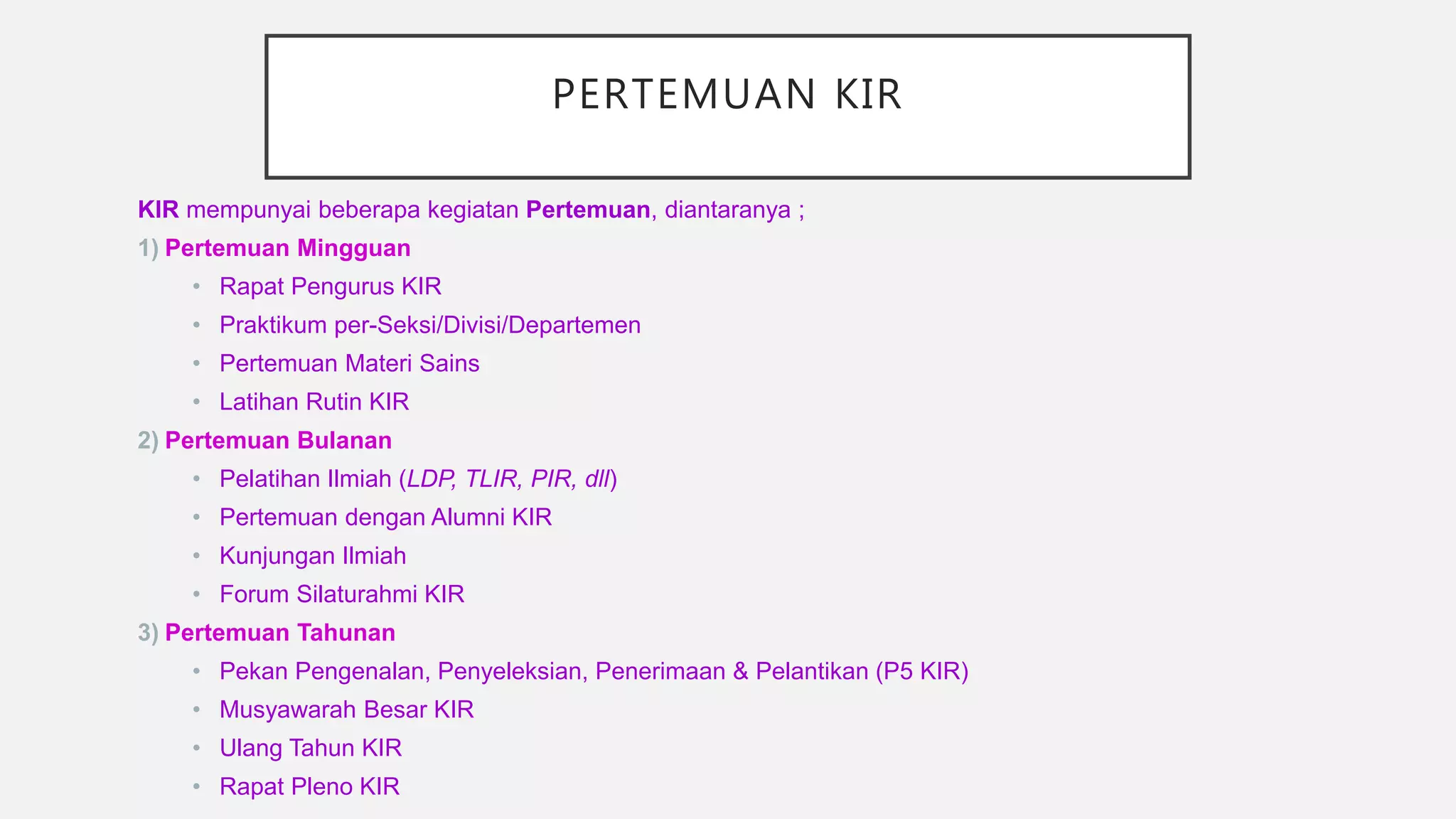 Pengenalan Management KIR Sekolah | PPTX