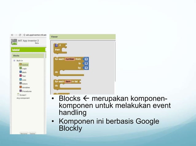 Pengenalan mit app inventor | PPTX