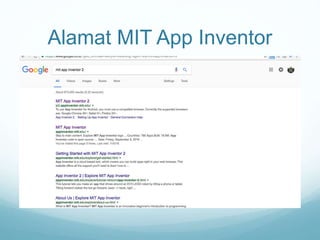 Pengenalan mit app inventor | PPTX