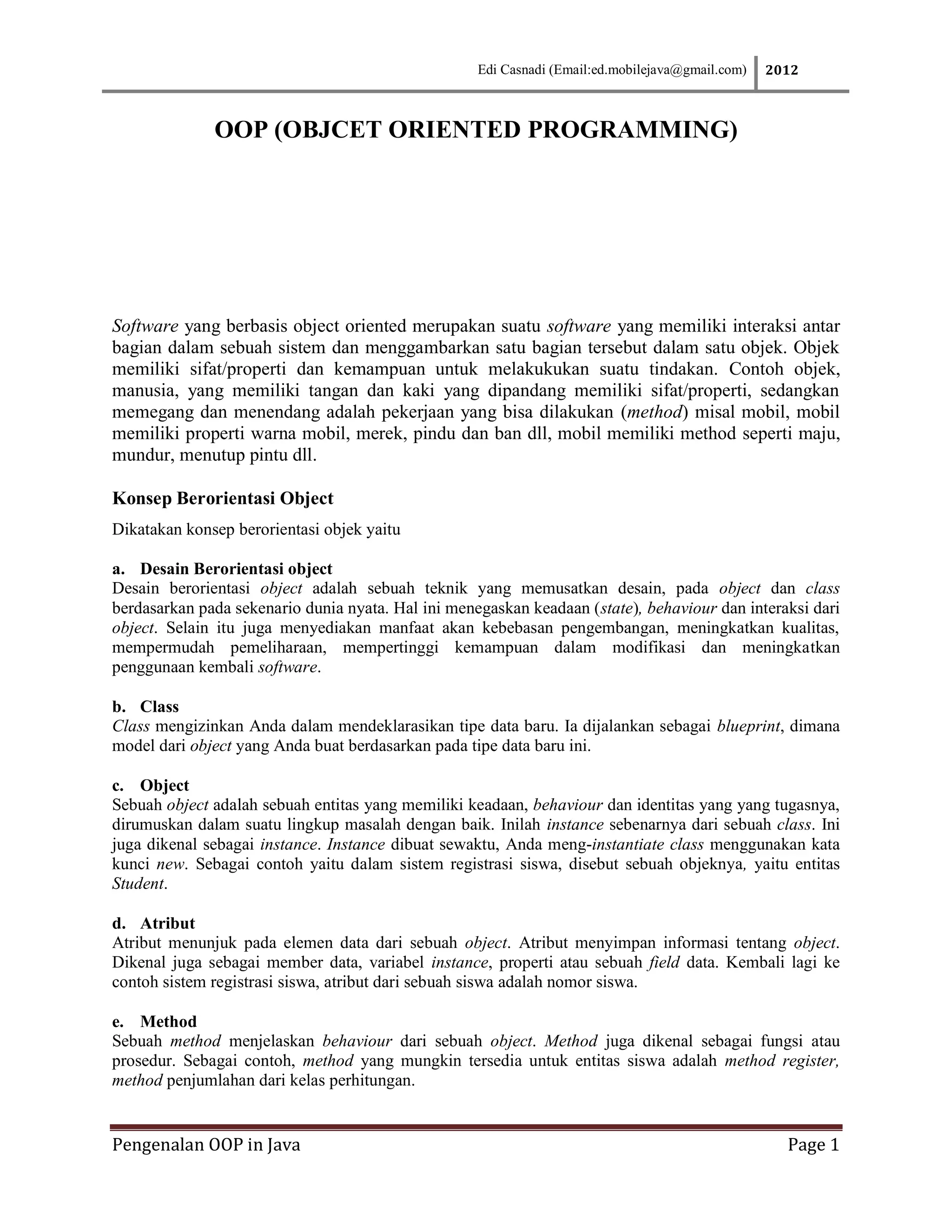 Pengenalan OOP | PDF