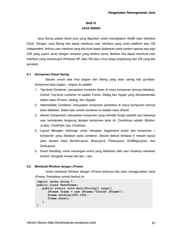 Pengenalan pemrograman java | PDF