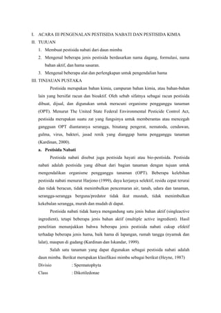 Pengenalan pestisida nabati dan kimia | PDF