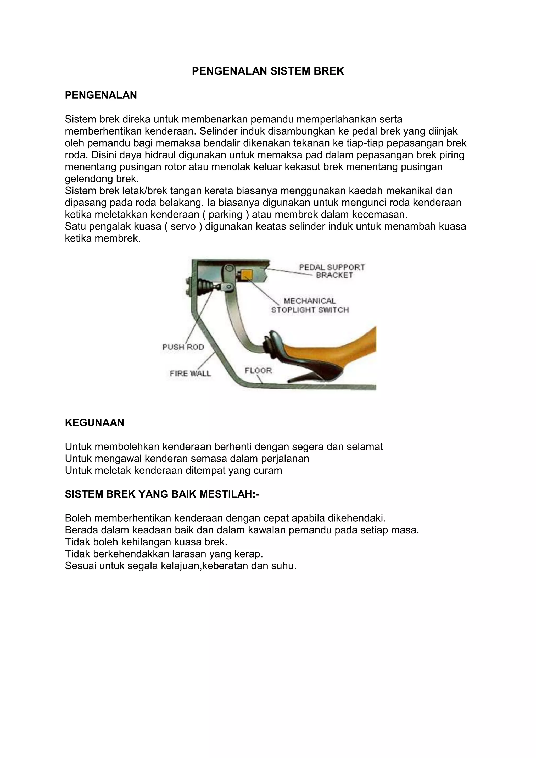 Pengenalan sistem brek | DOCX