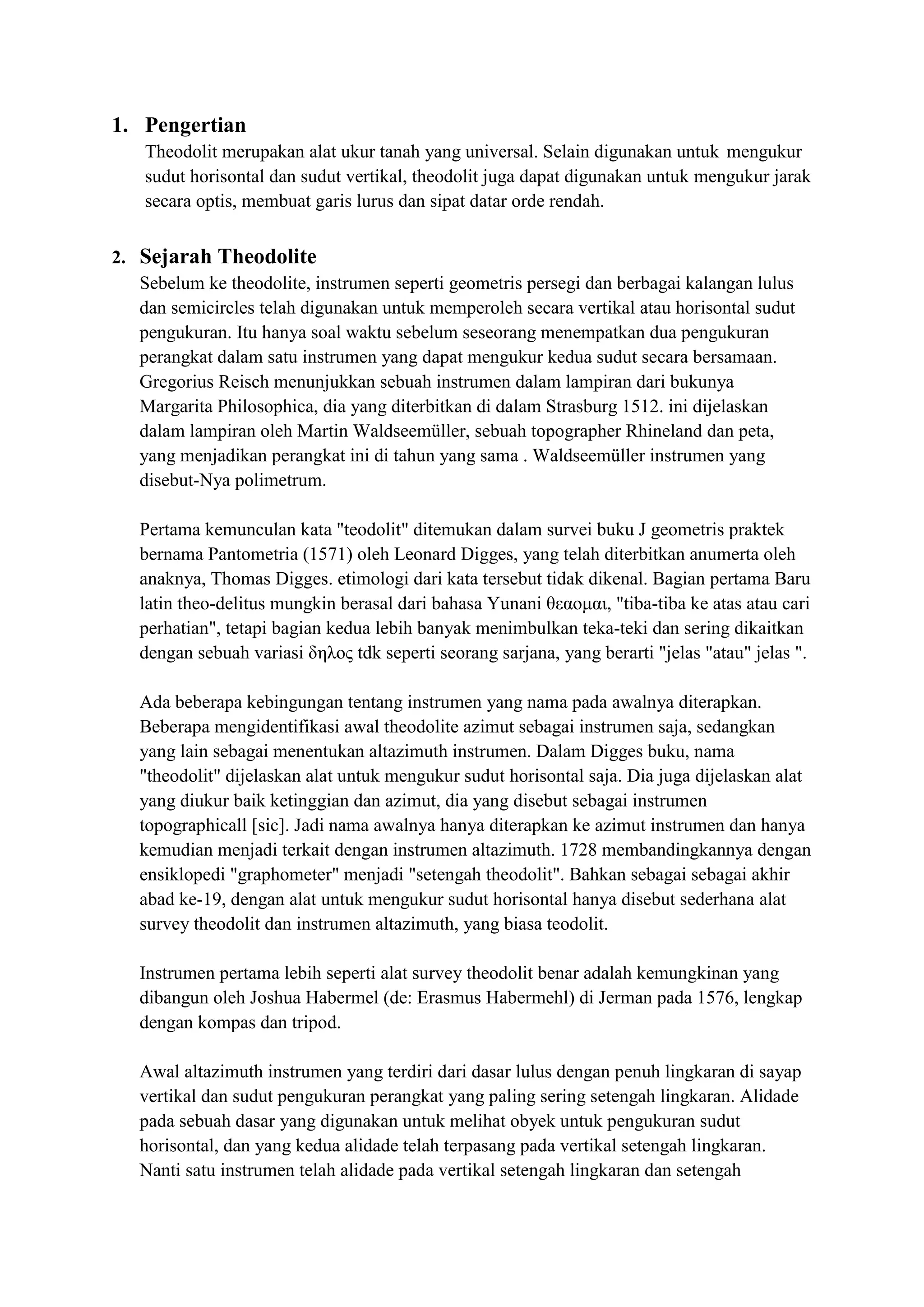 Pengenalan theodolit | PDF