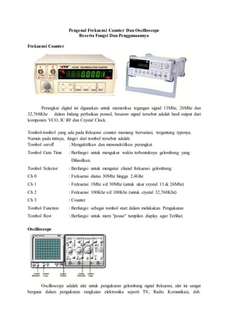 Pengenal frekuensi counter dan oscilloscope | PDF
