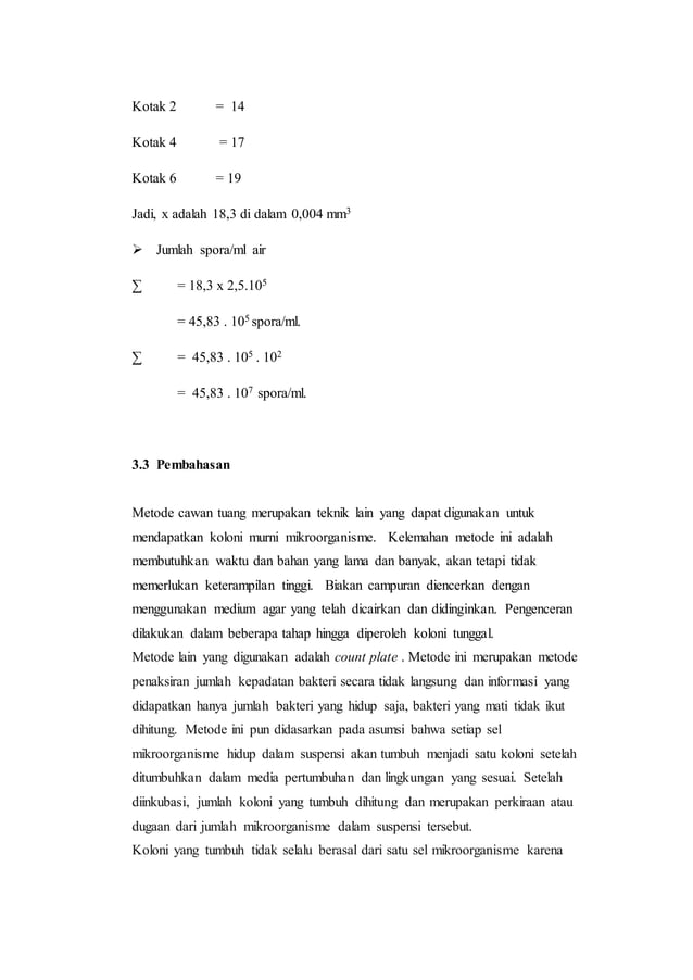 Pengenceran berseri dan perhitungan mikroba secara tidak langsung dengan metode sebar | DOCX