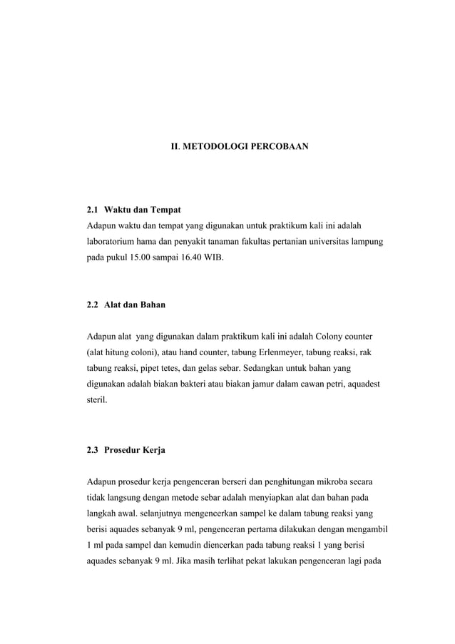 Pengenceran & metode sebar | DOC