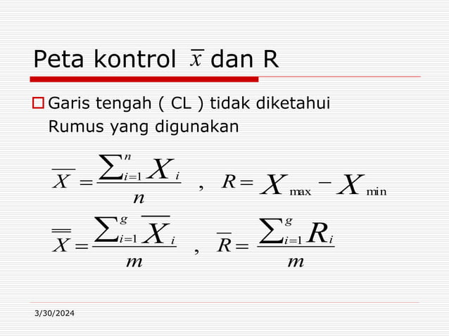 Pengendalian kualitas statistik peta kontrol data variable | PPT