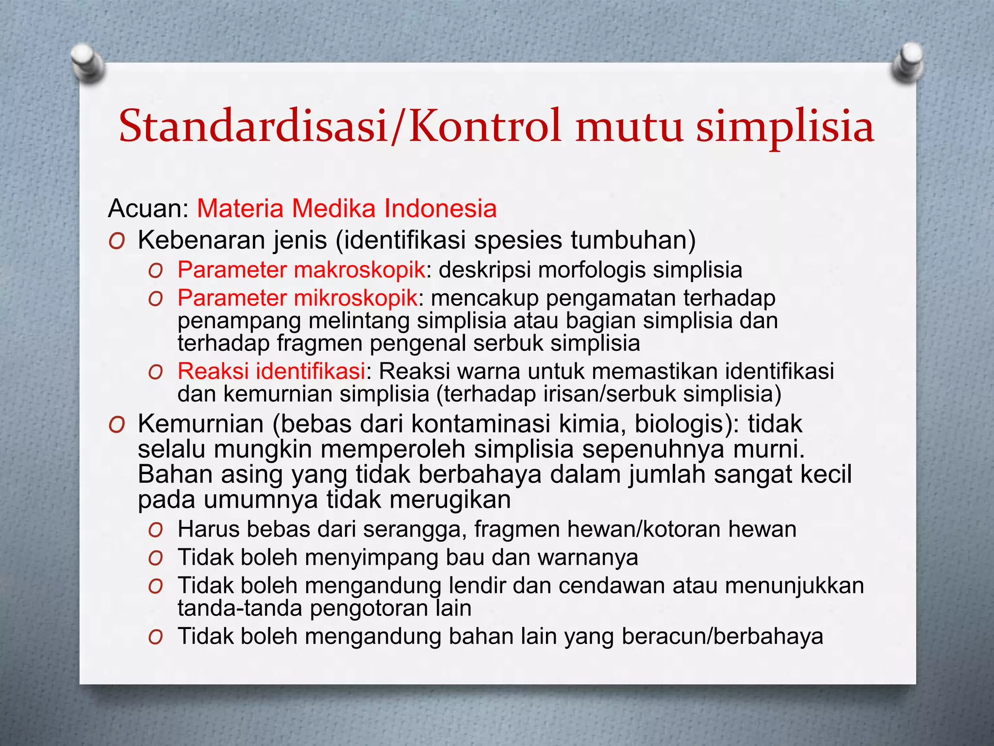 Pengendalian mutu-simplisia-dan-ekstrak | PPTX