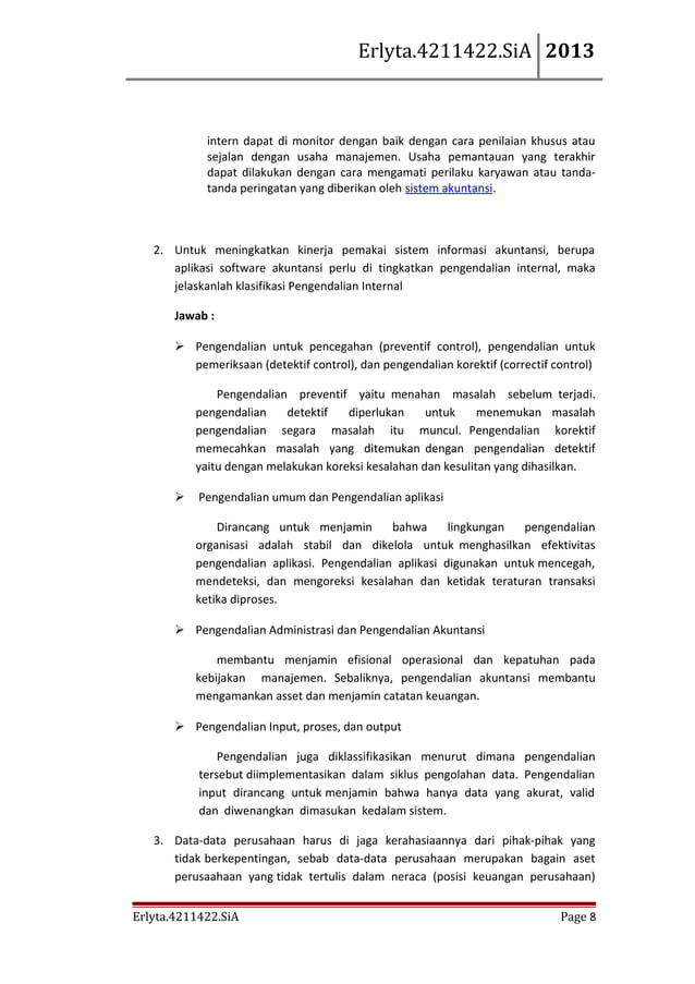 Soal Pengendalian internal sia | DOC