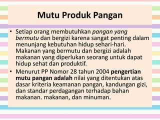 Pengendalian mutu industri agro | PPTX