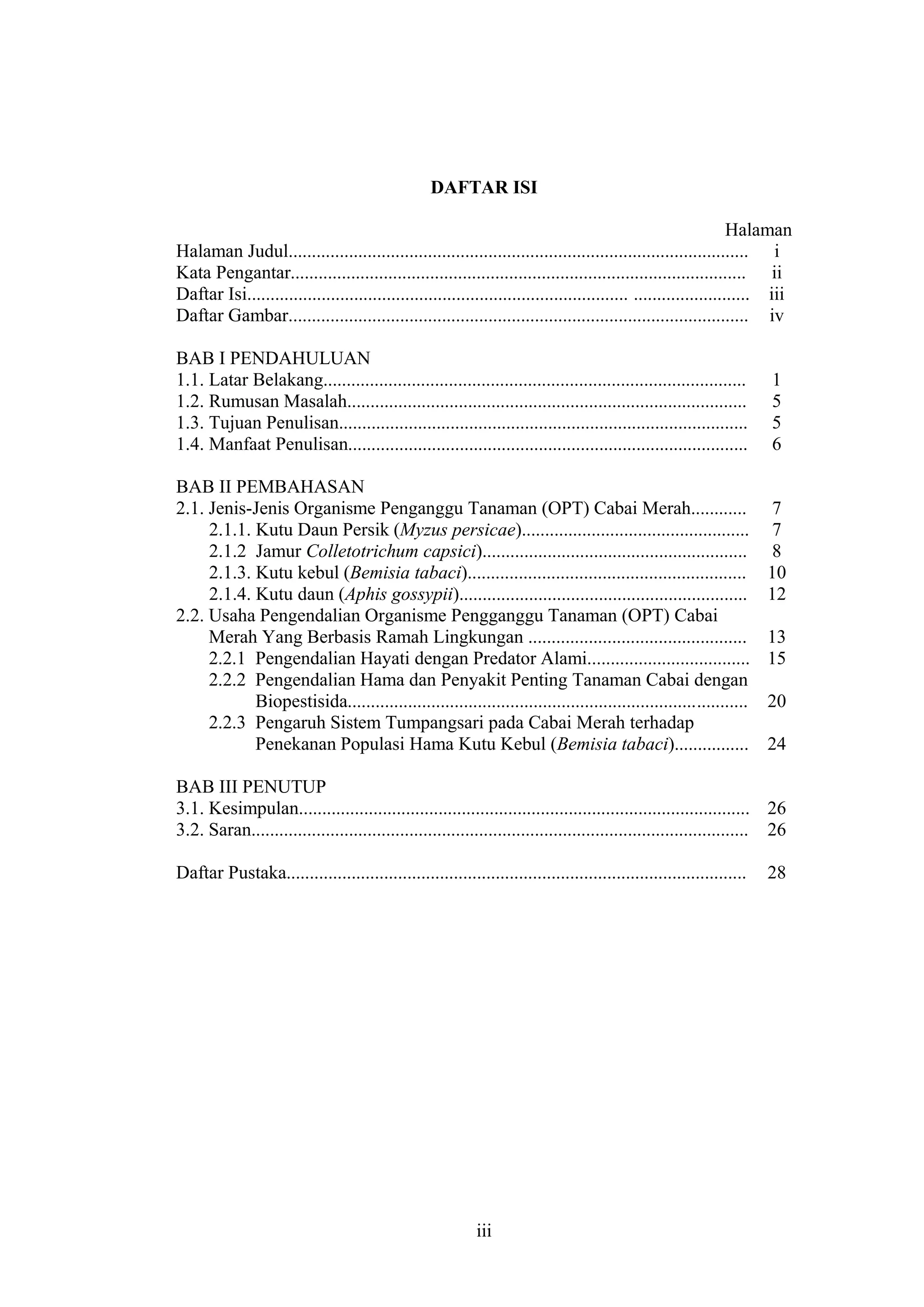 Pengendalian Organisme Pengganggu Tanaman (OPT) Berbasis Ramah Lingkungan Pada Tanaman Cabai ...