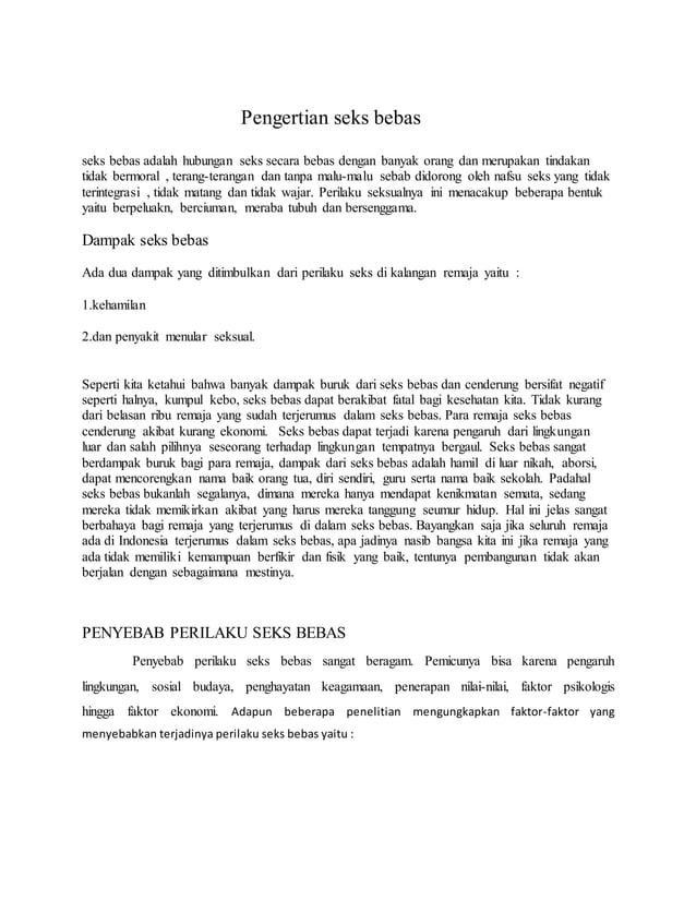Pengertian seks-bebas | DOCX