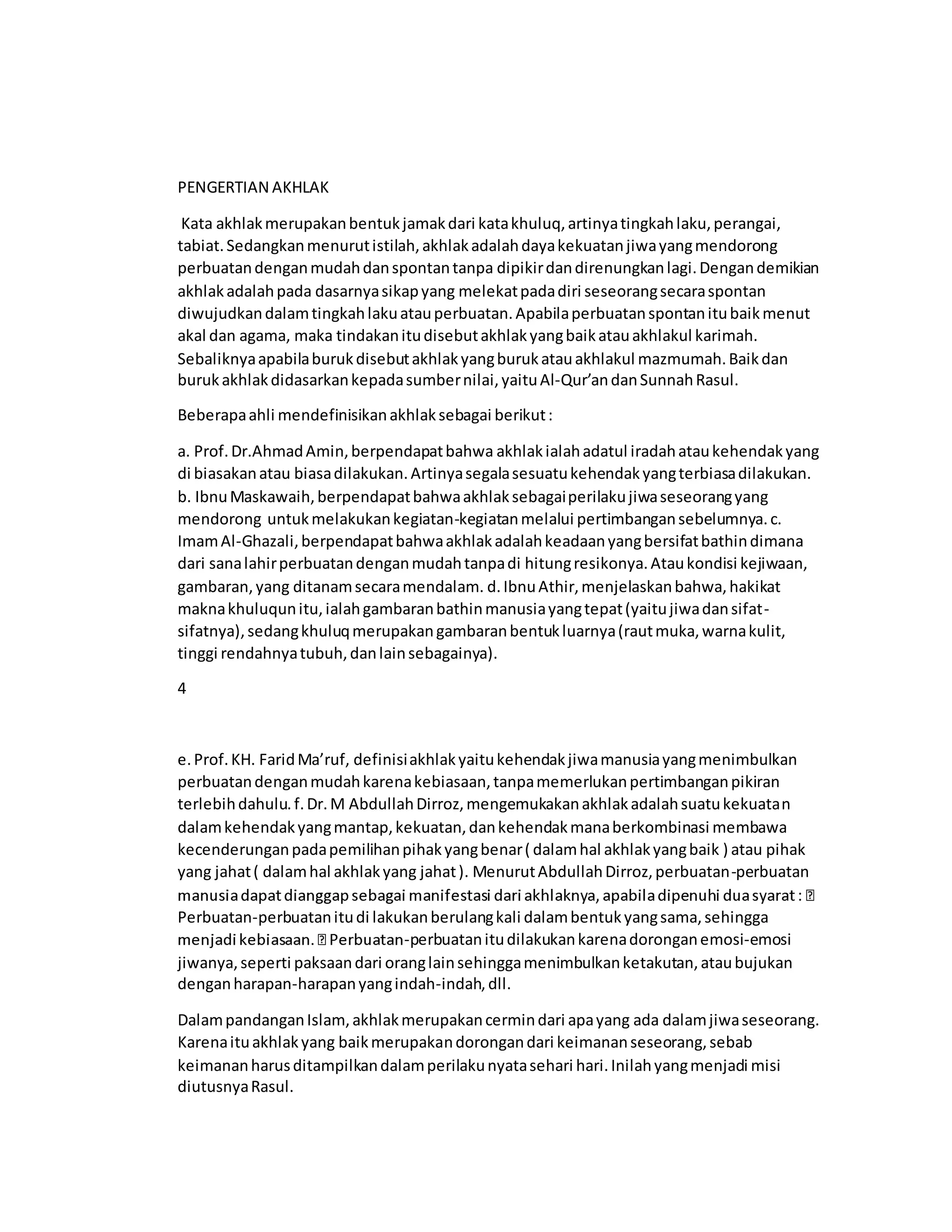 Pengertian akhlak | PDF