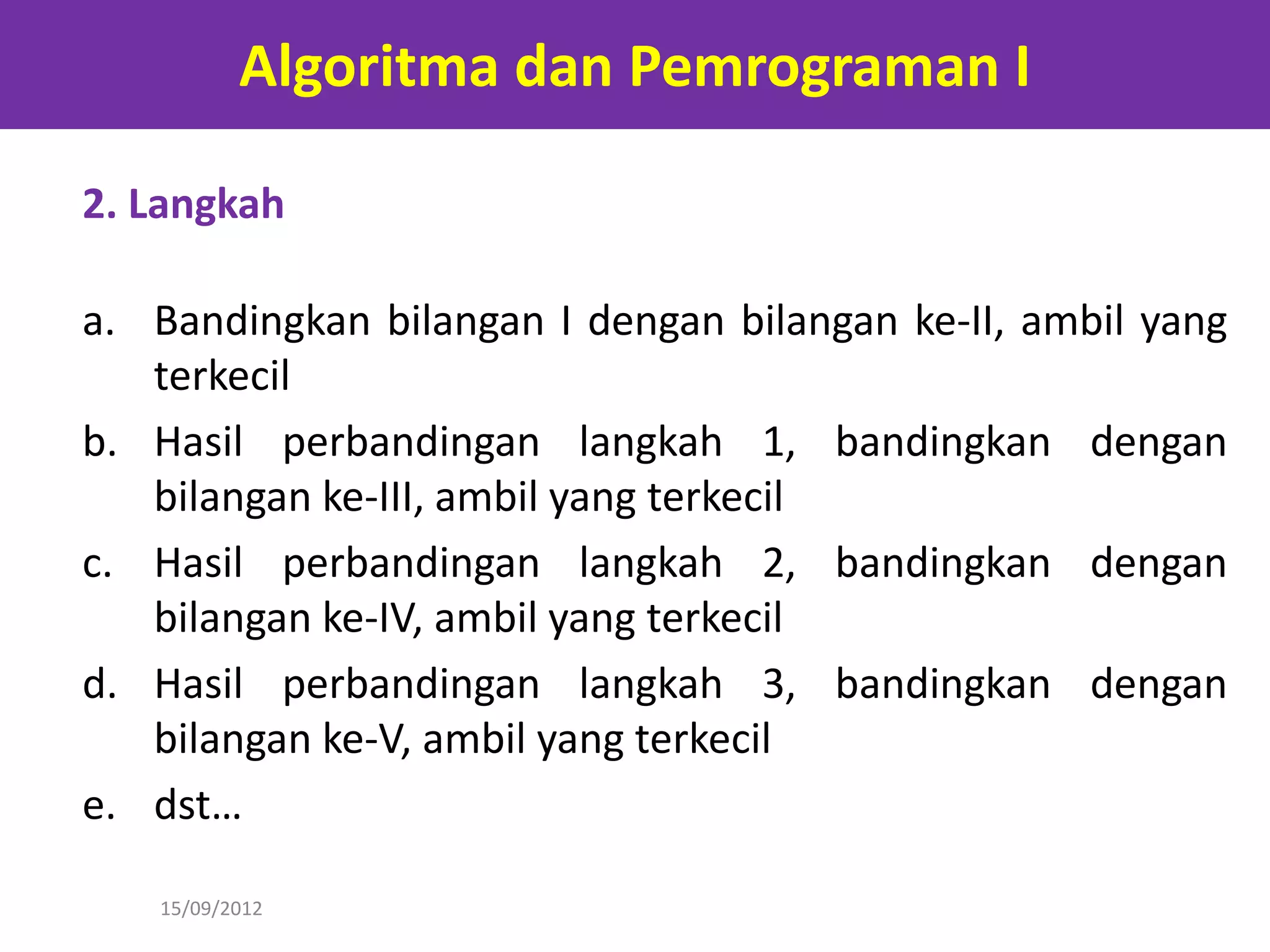 Pengertian algoritma chapter i | PPTX