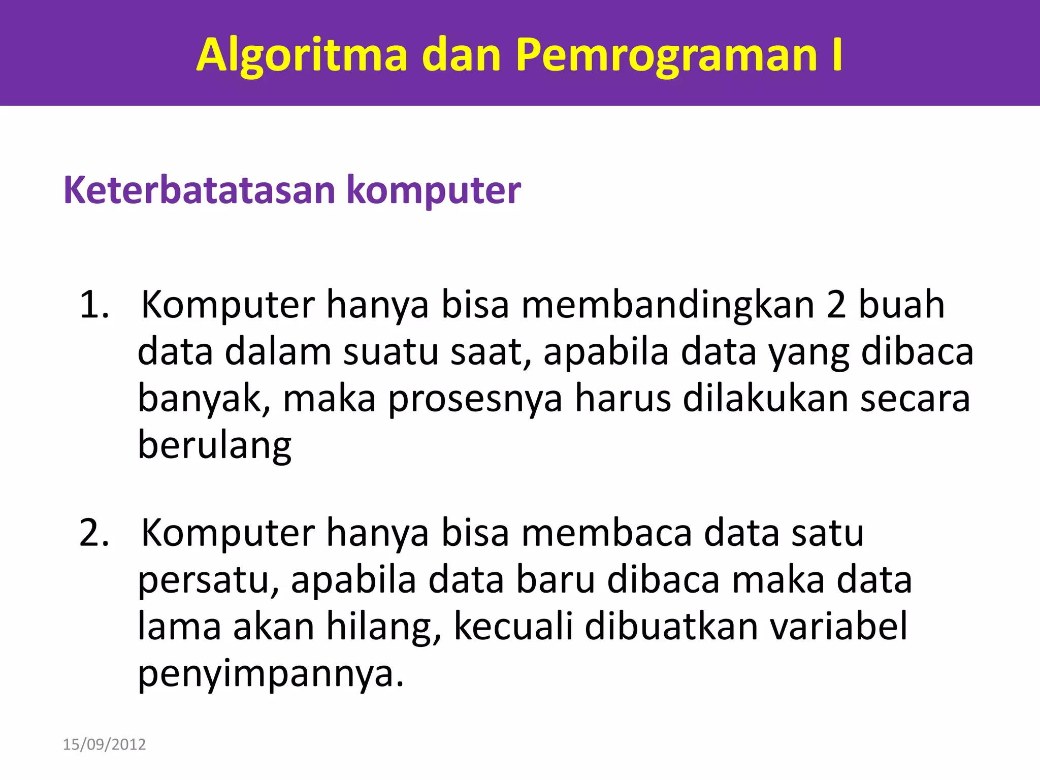 Pengertian algoritma chapter i | PPTX