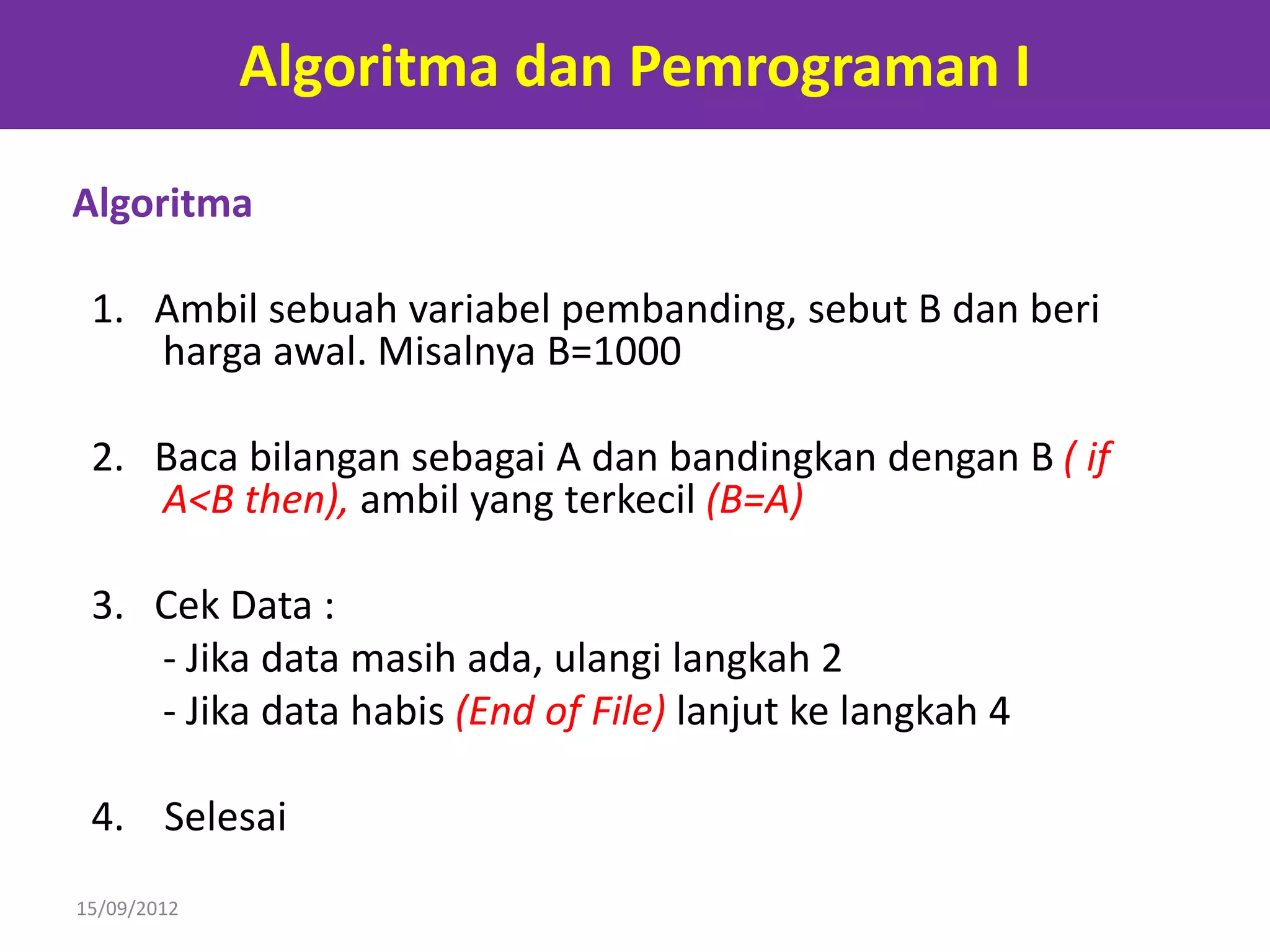 Pengertian Algoritma Chapter I Ppt