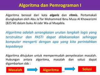 Pengertian algoritma chapter i | PPTX