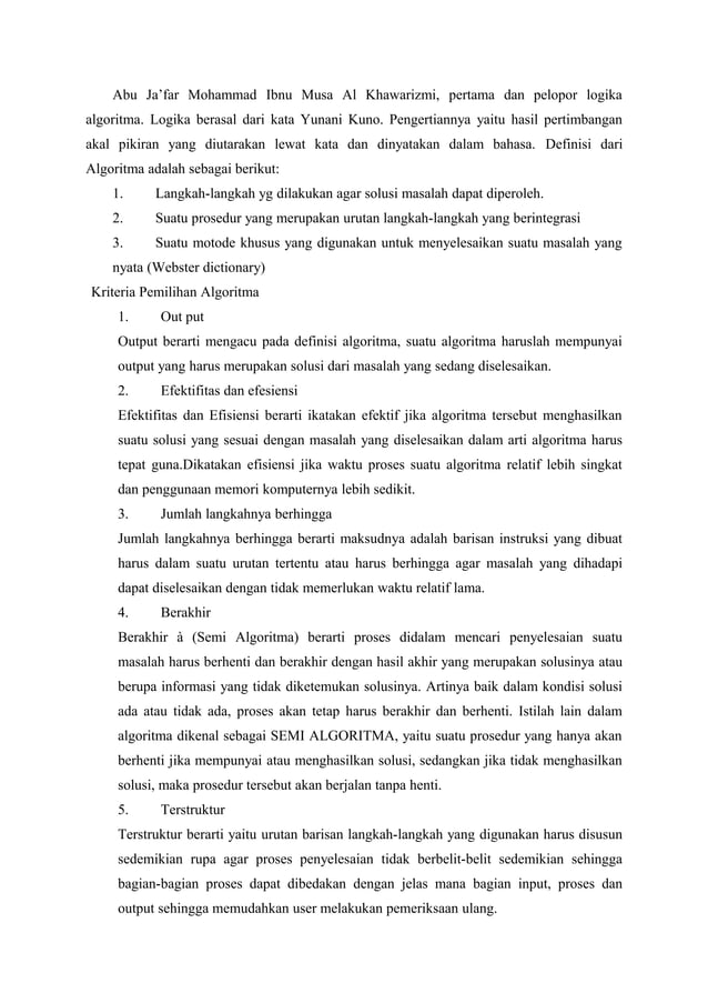 Pengertian algoritma lengkap by.artayahonest | ODT