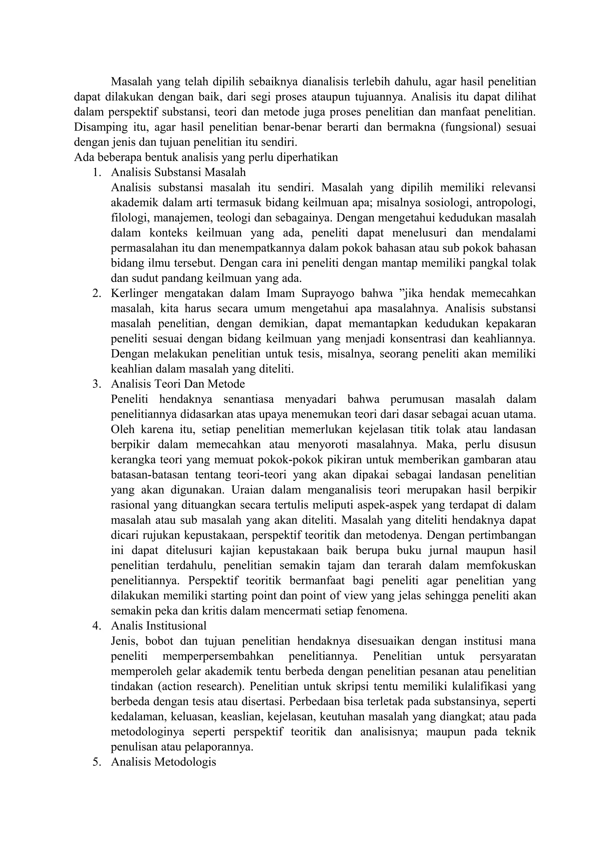 Analisis Masalah Penelitian | PDF