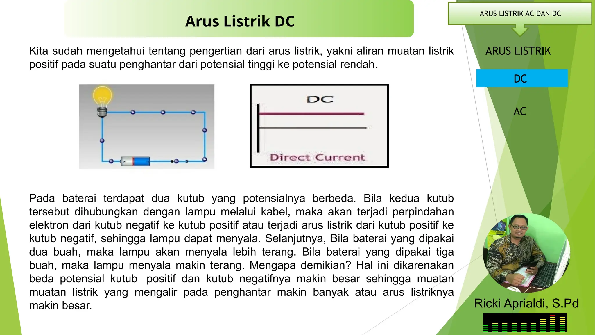 Pengertian rangkaian Arus Listrik searah | PPT
