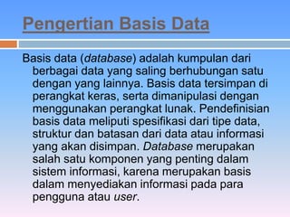 Pengertian basis data & ... | PPT