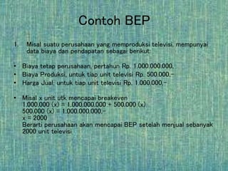 Pengertian bep ( break even point) | PPTX