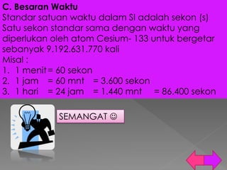 BESARAN POKOK DAN BESARAN TURUNAN MATERI SMP | PPTX