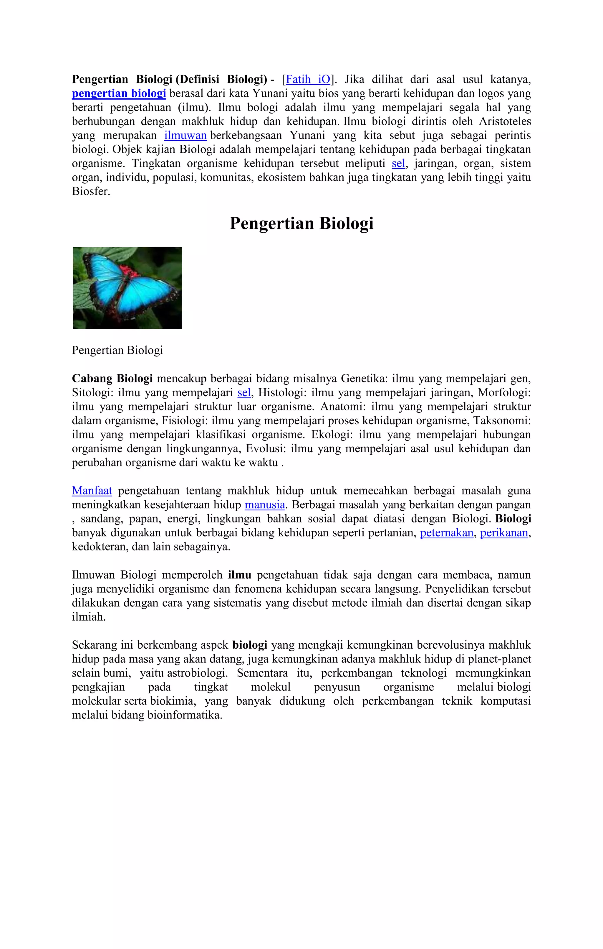 Pengertian biologi | DOCX