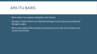 Pengertian Cell, Range, Kolom Baris Pada Microsoft Excel | PPTX