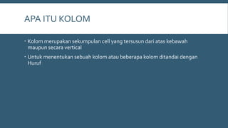 Pengertian Cell, Range, Kolom Baris Pada Microsoft Excel | PPT