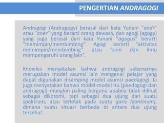Pengertian dan asumsi andragogi | PPTX