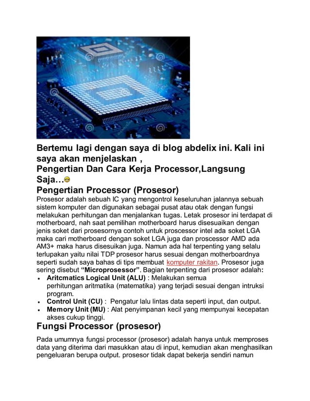 Pengertian dan cara kerja processor | PDF