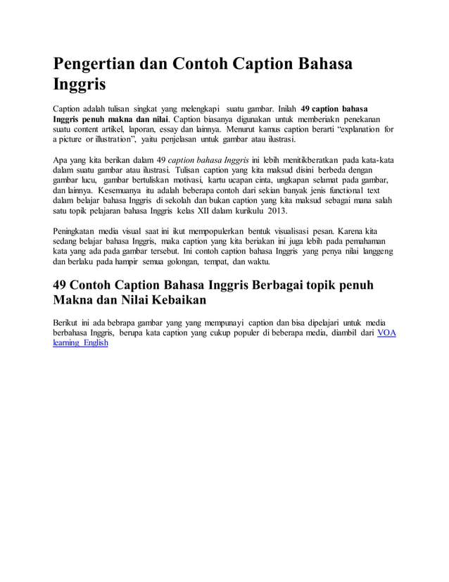 Pengertian dan contoh caption bahasa inggris | DOCX