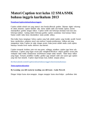 Pengertian dan contoh caption bahasa inggris | DOCX