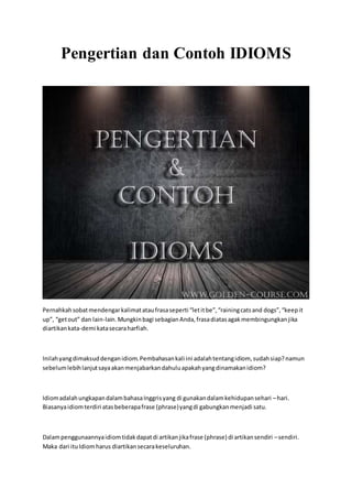 Pengertian dan contoh idioms | DOCX