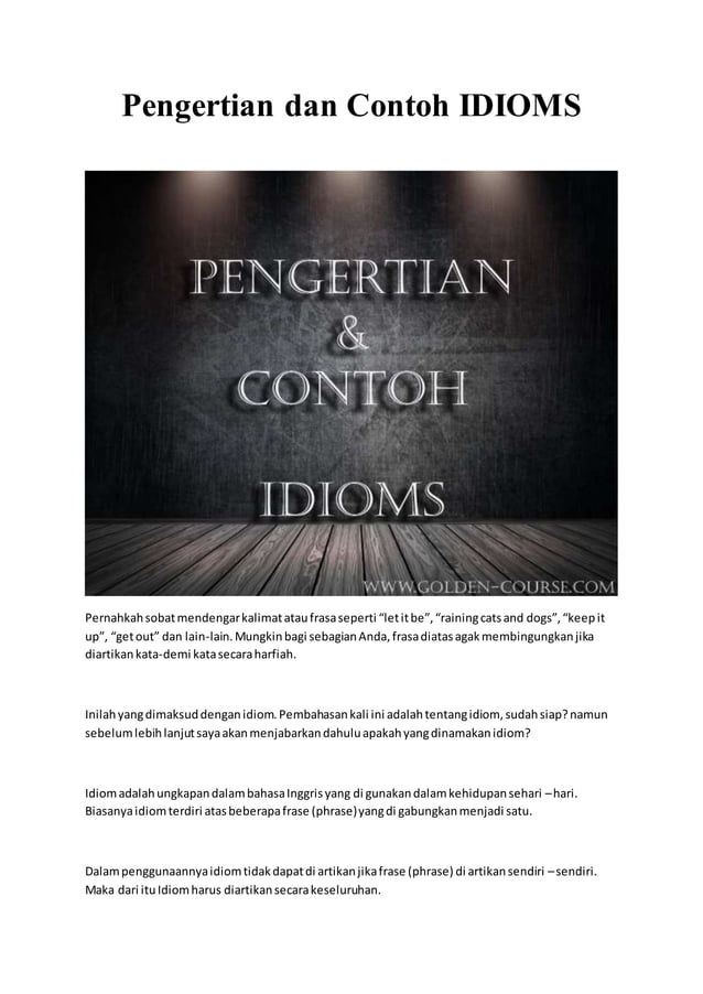 Pengertian dan contoh idioms | DOCX