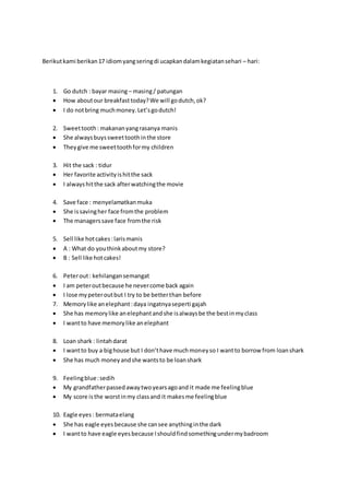 Pengertian dan contoh idioms | DOCX