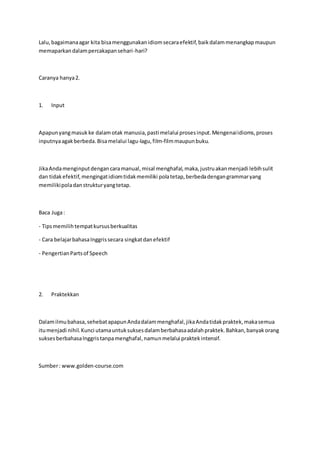 Pengertian dan contoh idioms | DOCX