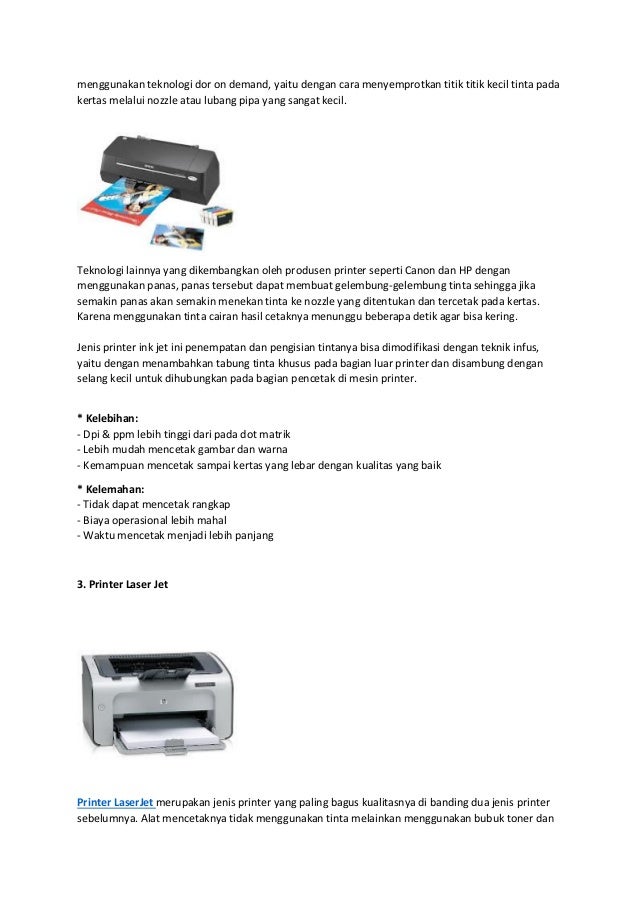 Pengertian Lengkap dan jenis jenis printer