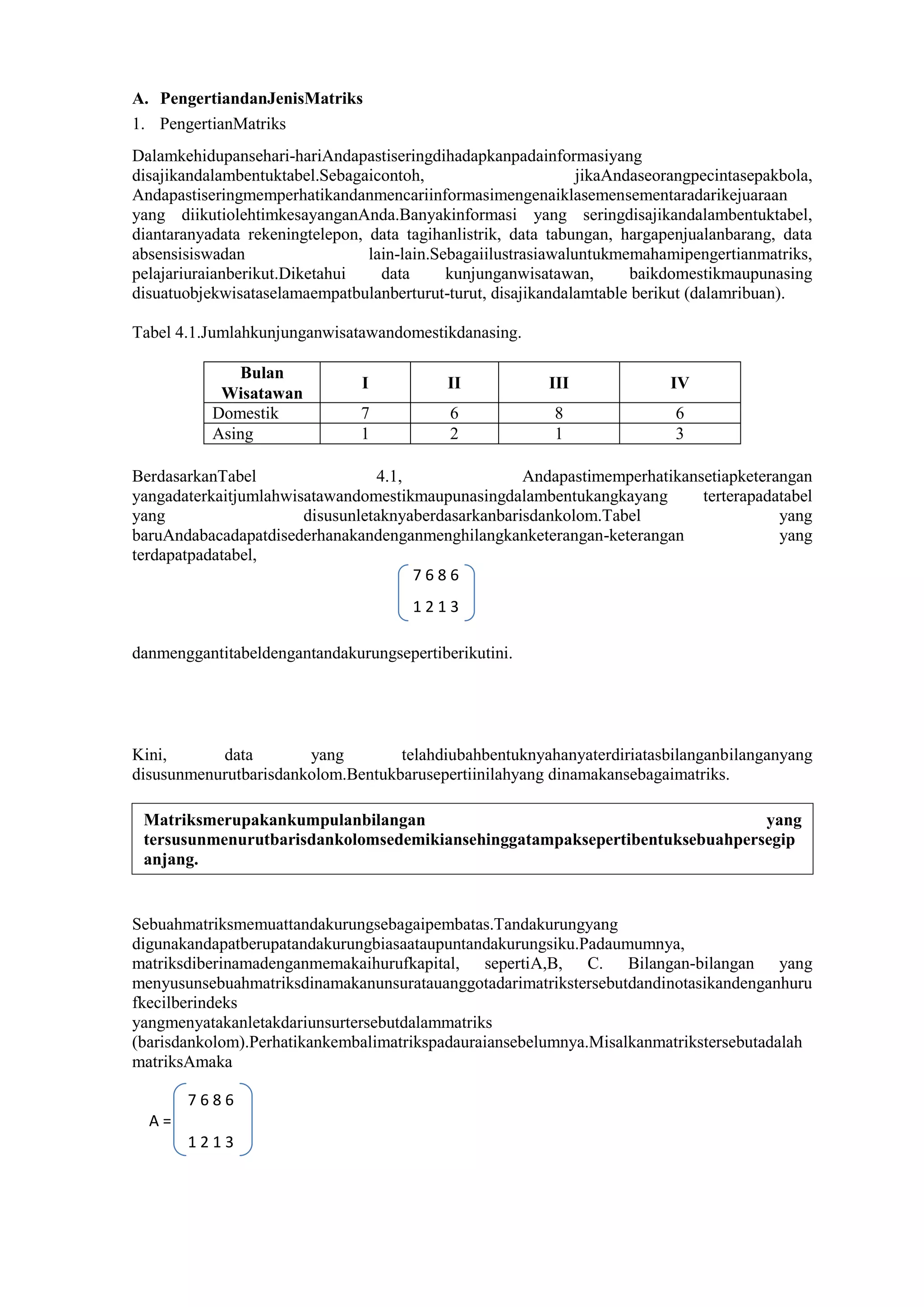 Pengertian dan jenis matriks | DOCX Pengertian dan jenis matriks | DOCX