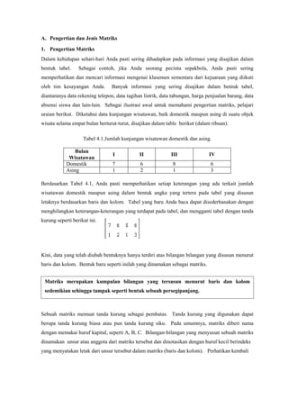 Pengertian dan jenis matriks | PDF